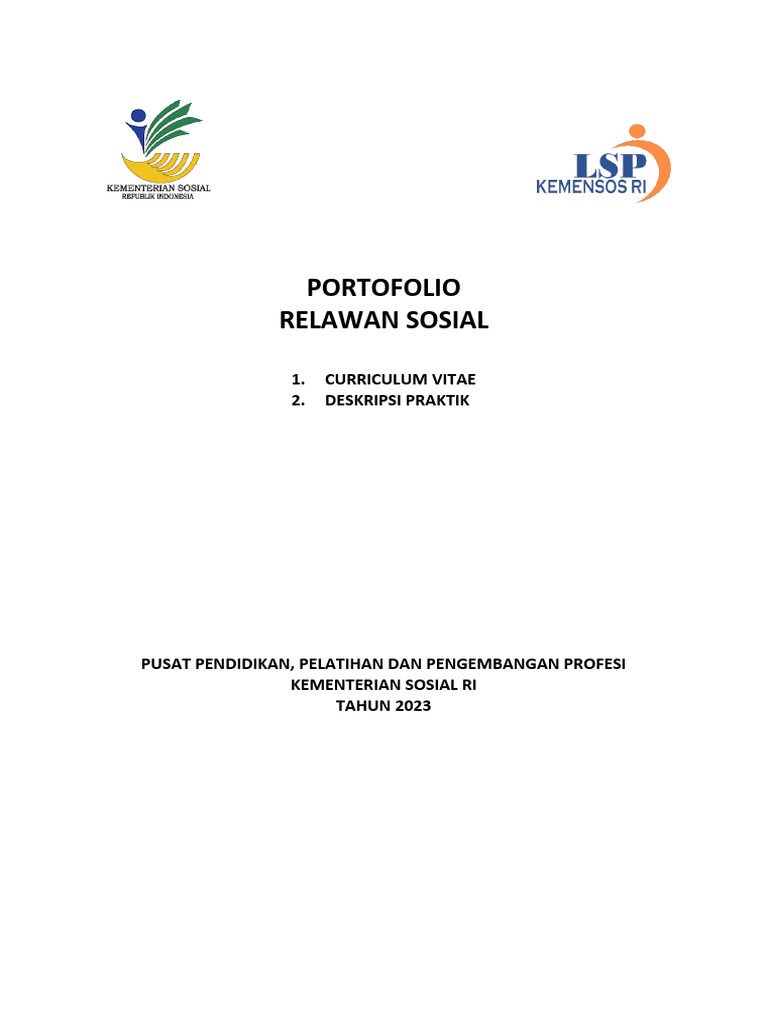 Contoh Pengisian Portofolio Relawan Sosial 2023 | PDF
