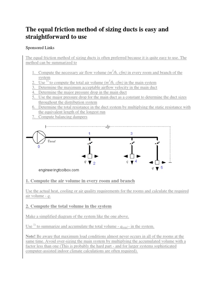 The Equal Friction Method of Sizing Ducts is Easy and Straightforward ...
