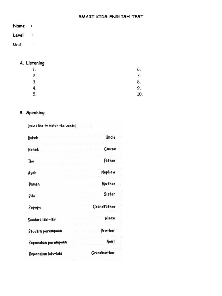 Yes English Test 2a | PDF