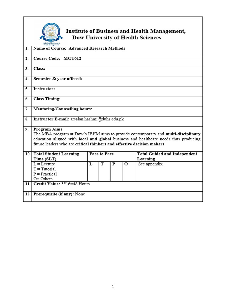 Advanced Research Methods Course Overview | PDF | Methodology ...