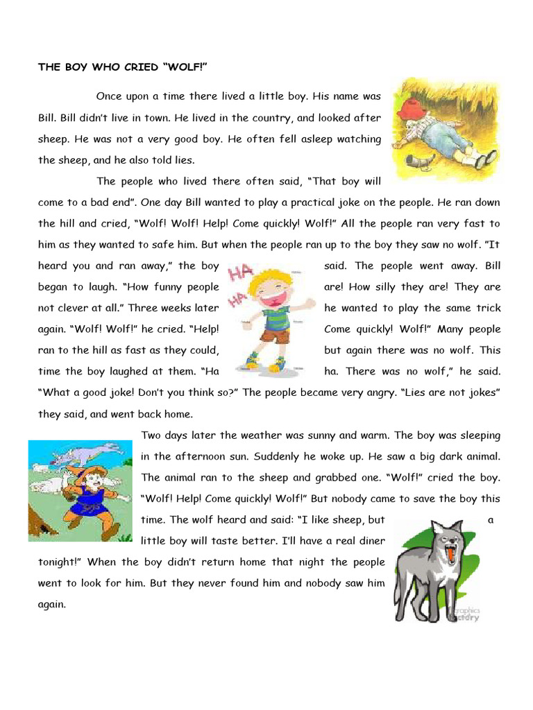 The Boy Who Cried Wolf Fun Activities Games Reading Comprehension ...