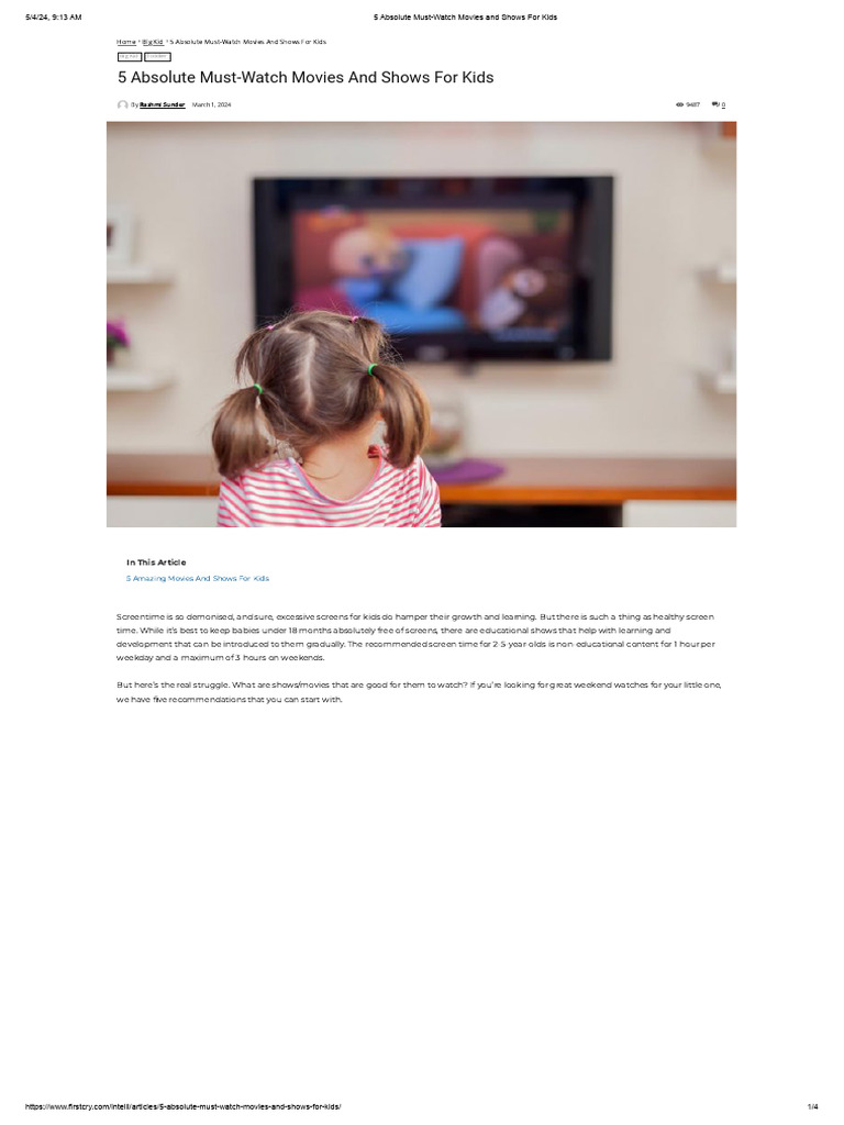5 Absolute Must-Watch Movies and Shows For Kids | PDF