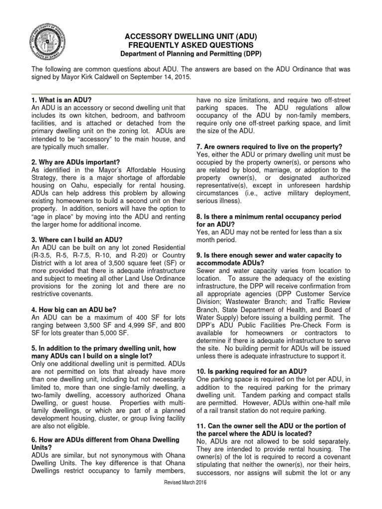 Microsoft Word - ADU - FAQ | PDF | Housing | Real Estate