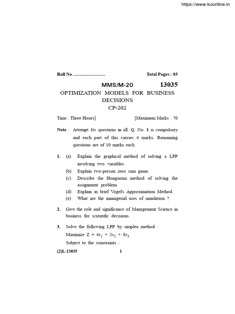 general-cp-optimization-models-for-business-decisions-13035-2020 | PDF | Mathematical ...