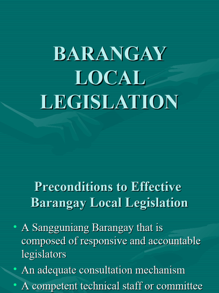 Barangay Legislation | PDF | Political Law | Government