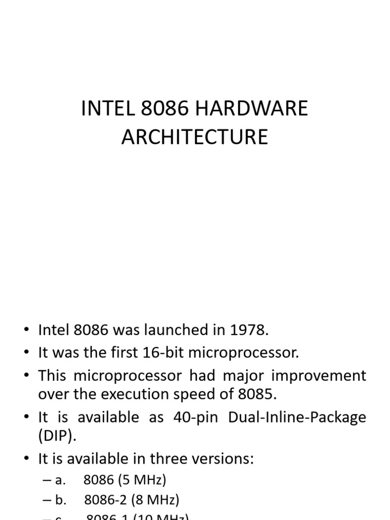 INTEL 8086 HARDWARE ARCHITECTURE | PDF | Central Processing Unit ... INTEL 8086 HARDWARE ARCHITECTURE | PDF | Central Processing Unit ...