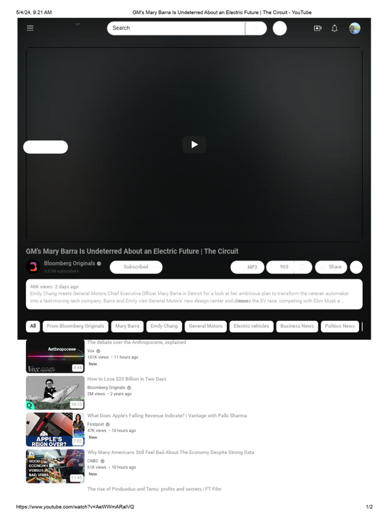 GM's Mary Barra Is Undeterred About An Electric Future - The Circuit - YouTube | PDF | General ...