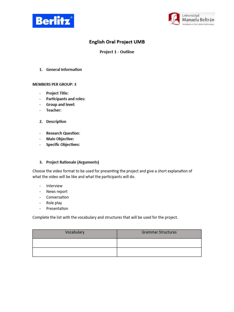 Oral Project 1 UMB-1 | PDF