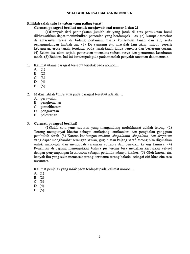 Soal Latihan Psaj | PDF