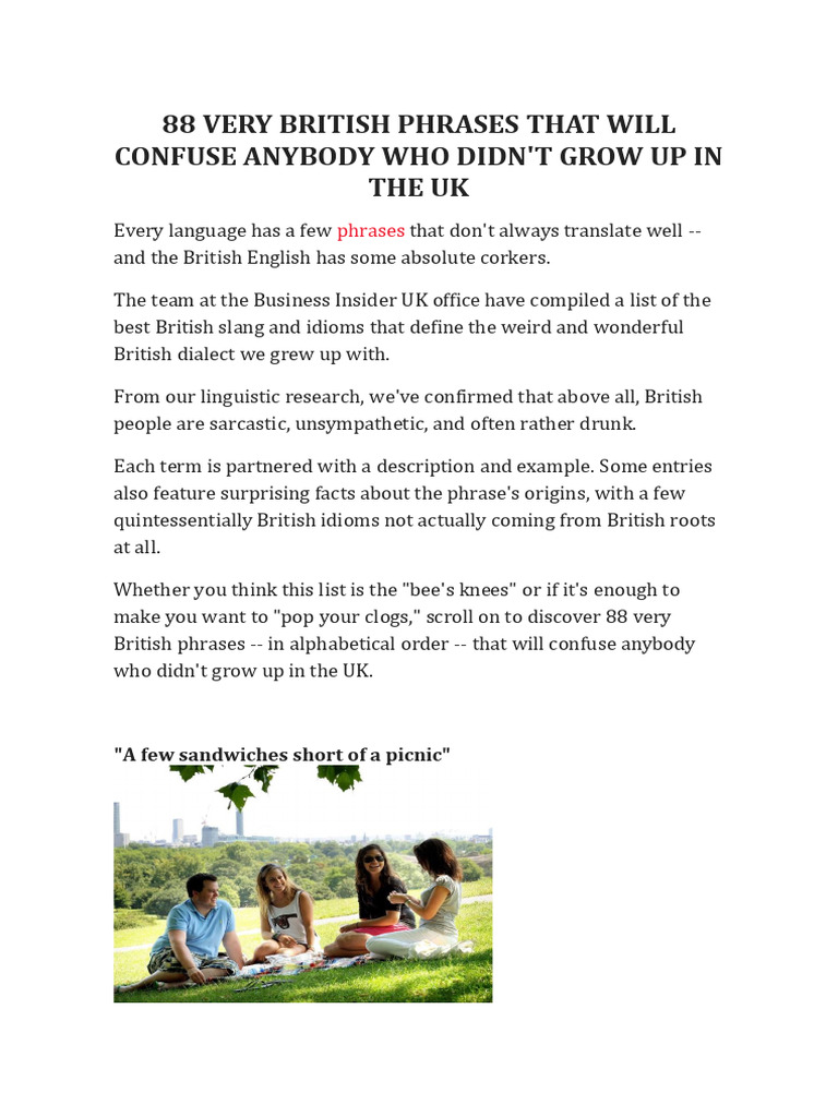 88 Very British Phrases | PDF | History