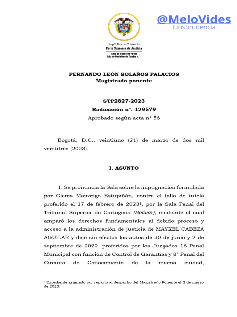 STP2827-2023 (129579) Suspensión de Términos Por Aceptar La ...