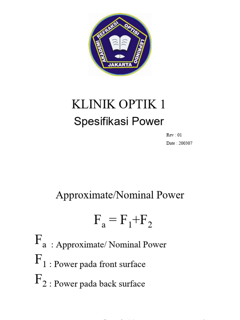 KO1_2.11 (Spesifikasi Power dan Bentuk tipe lensa) | PDF