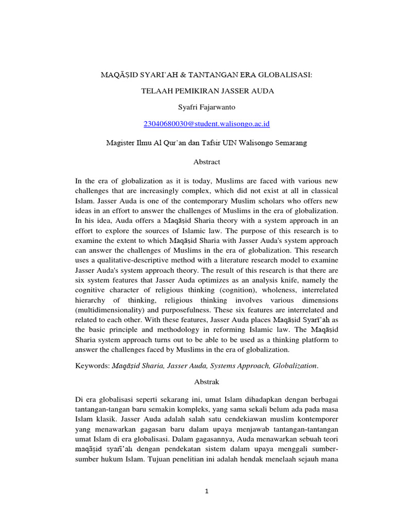 Maqashid Syariah Jasser Auda | PDF