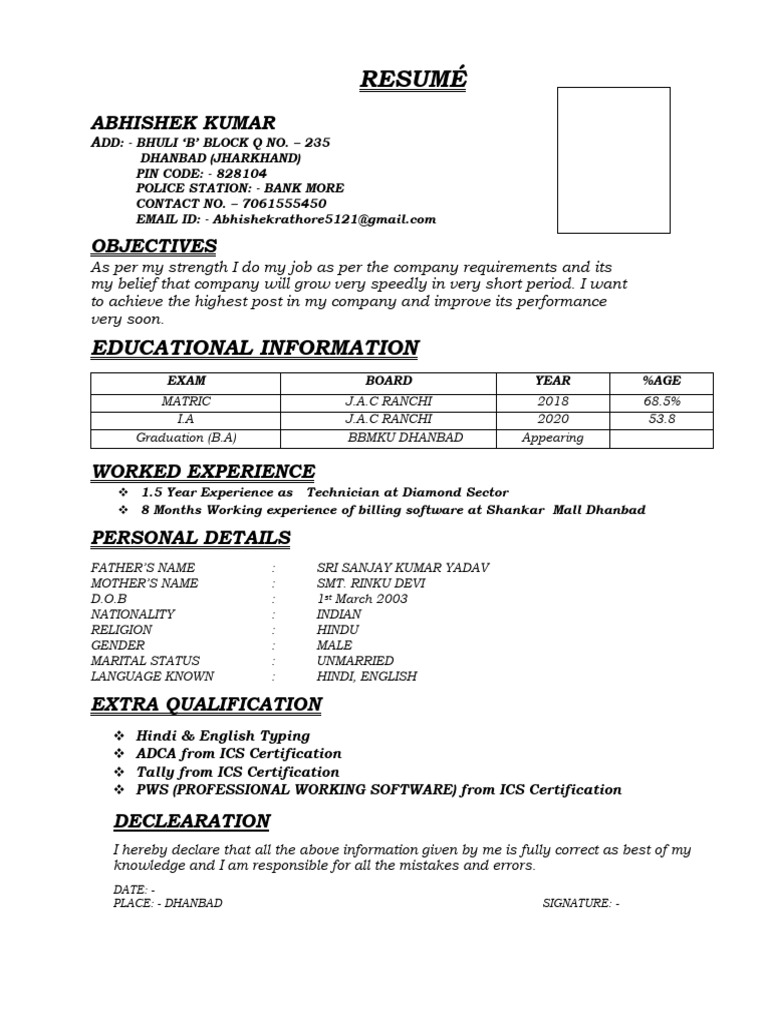 Abhishek Kumar's Professional Resumé | PDF