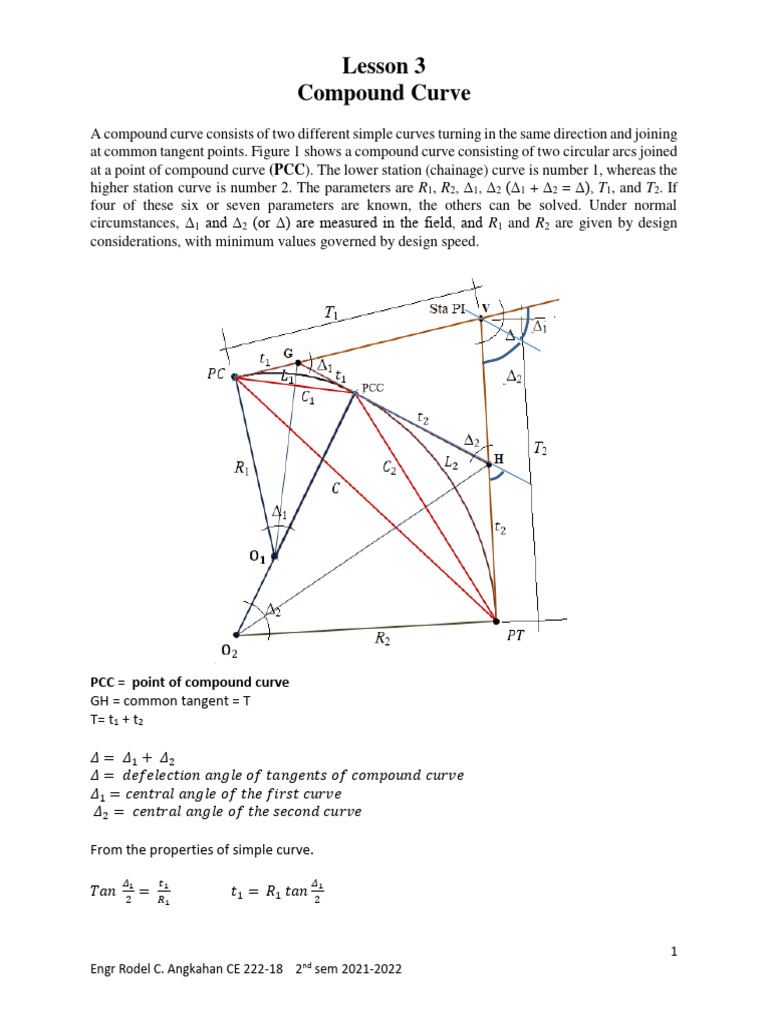 02 CE222 18 Learning Module 3 Compound Curve - 2CE 1 | Download Free PDF | Trigonometric ...