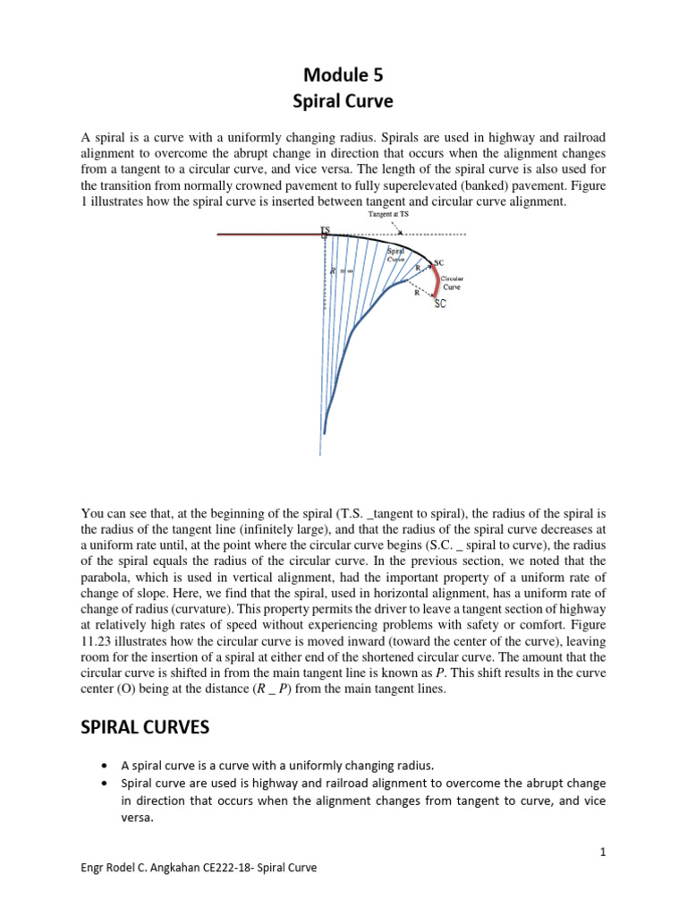 Spiral Curve Design in Highways | PDF | Differential Geometry | Euclidean Geometry