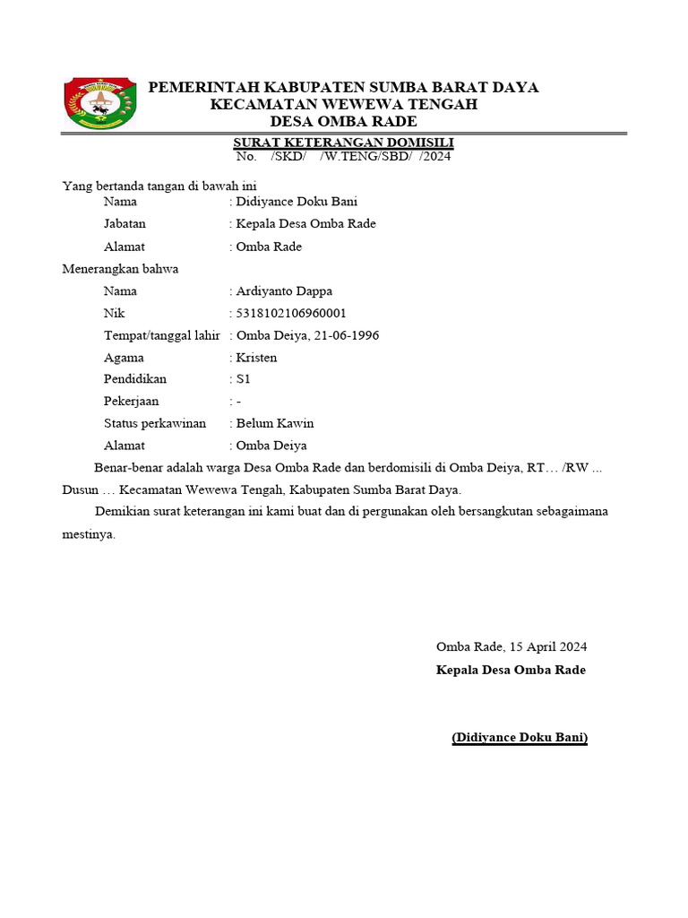 SURAT (SKD Dan SKKB) - ARDY | PDF