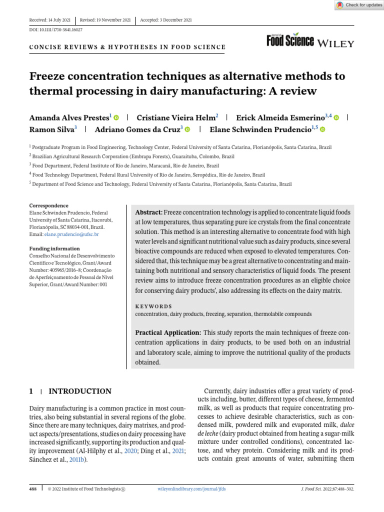 freeze concentration techniques | PDF | Freezing | Crystallization