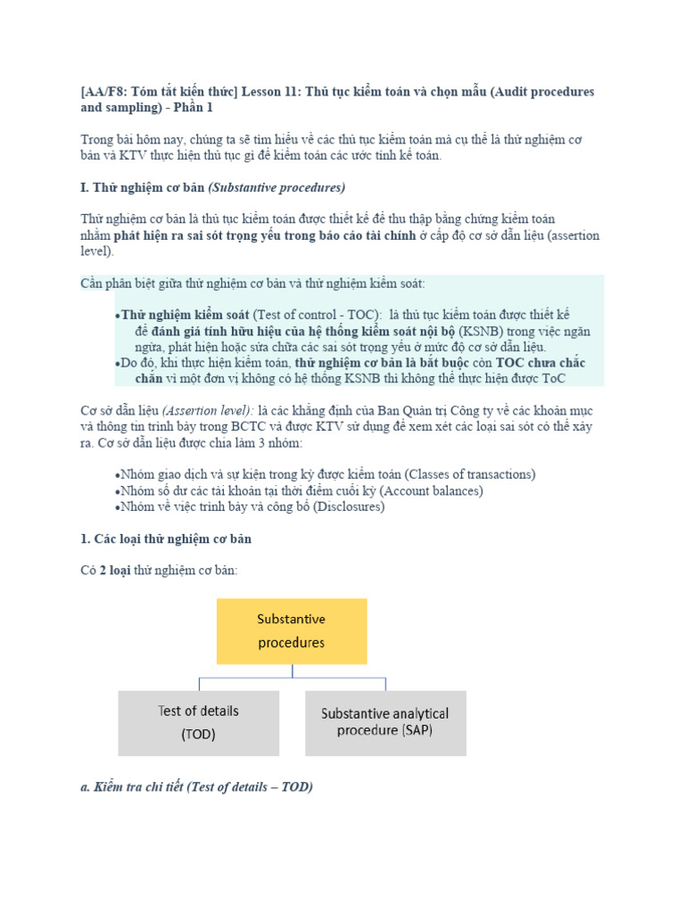 Chapter 5 - Audit procedures and sampling P1 | PDF