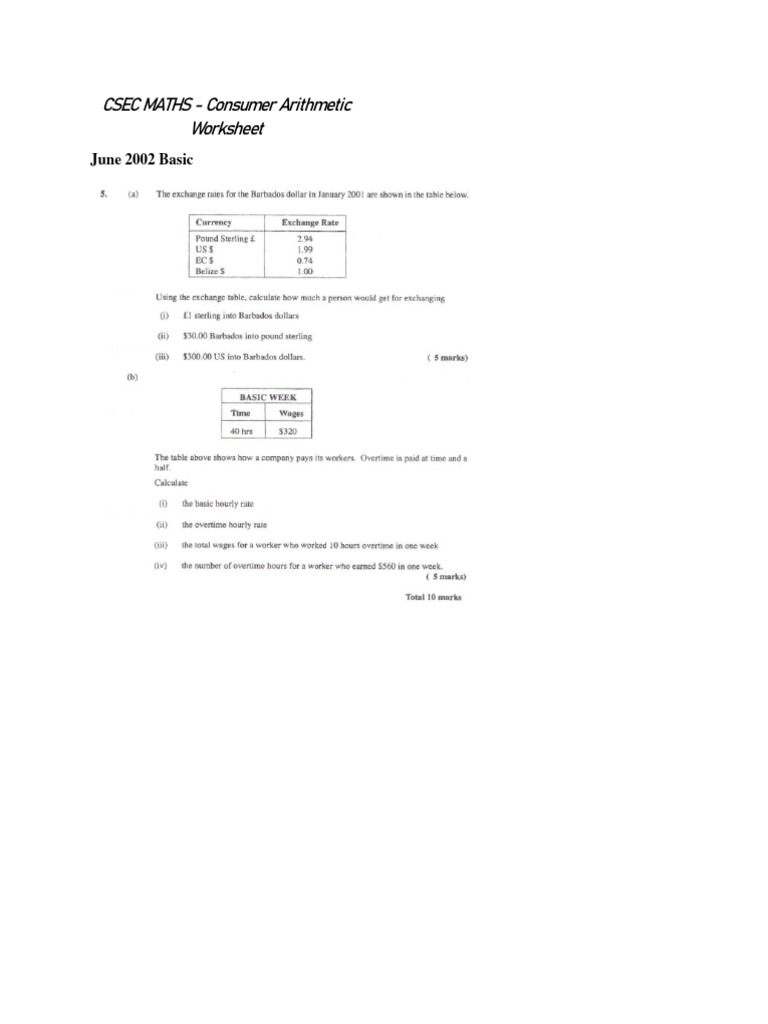 Consumer Arithmetic Pdf