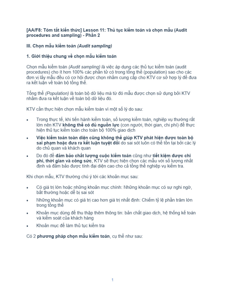 Chapter 5 - Audit procedures and sampling p2 | PDF