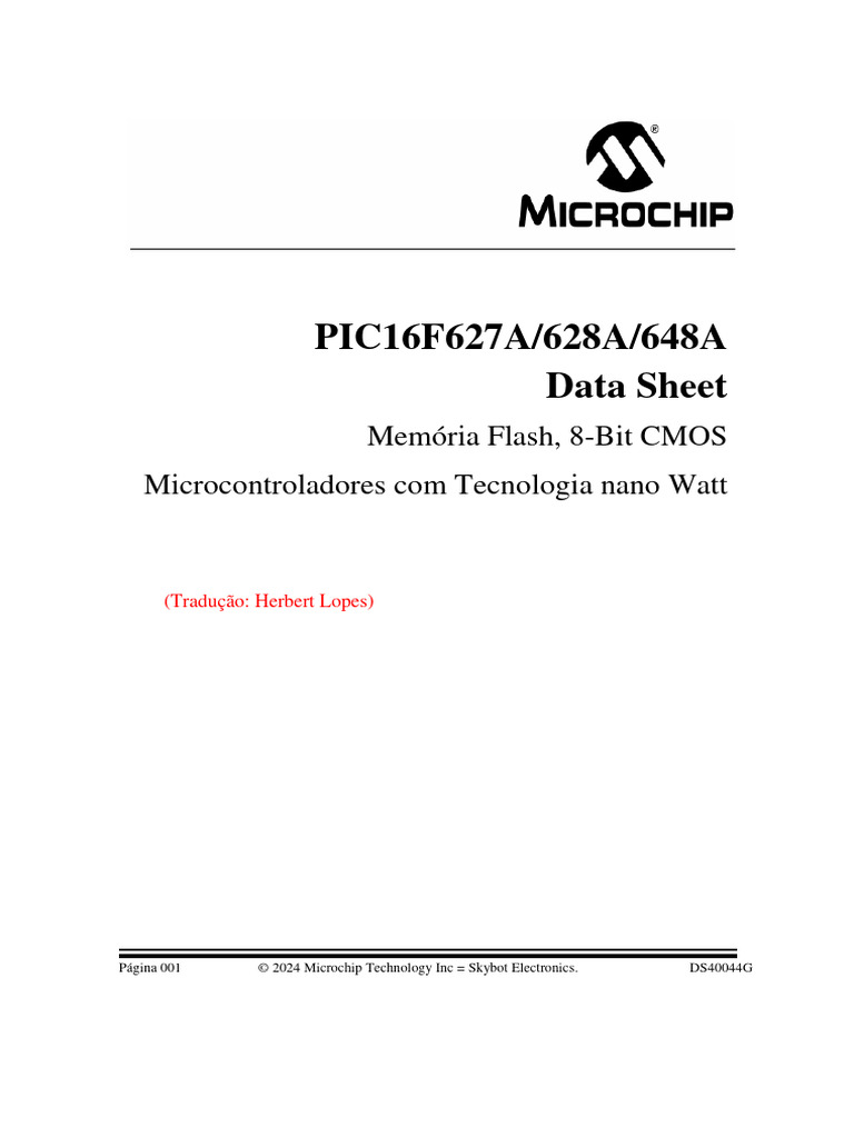 PIC 16F628 Datasheet PT | PDF | Armazenamento de dados de computador | Memória Flash