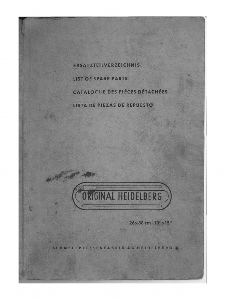 Original Heidelberg 26x36 Cm 10 x15 List of Spare Parts | PDF
