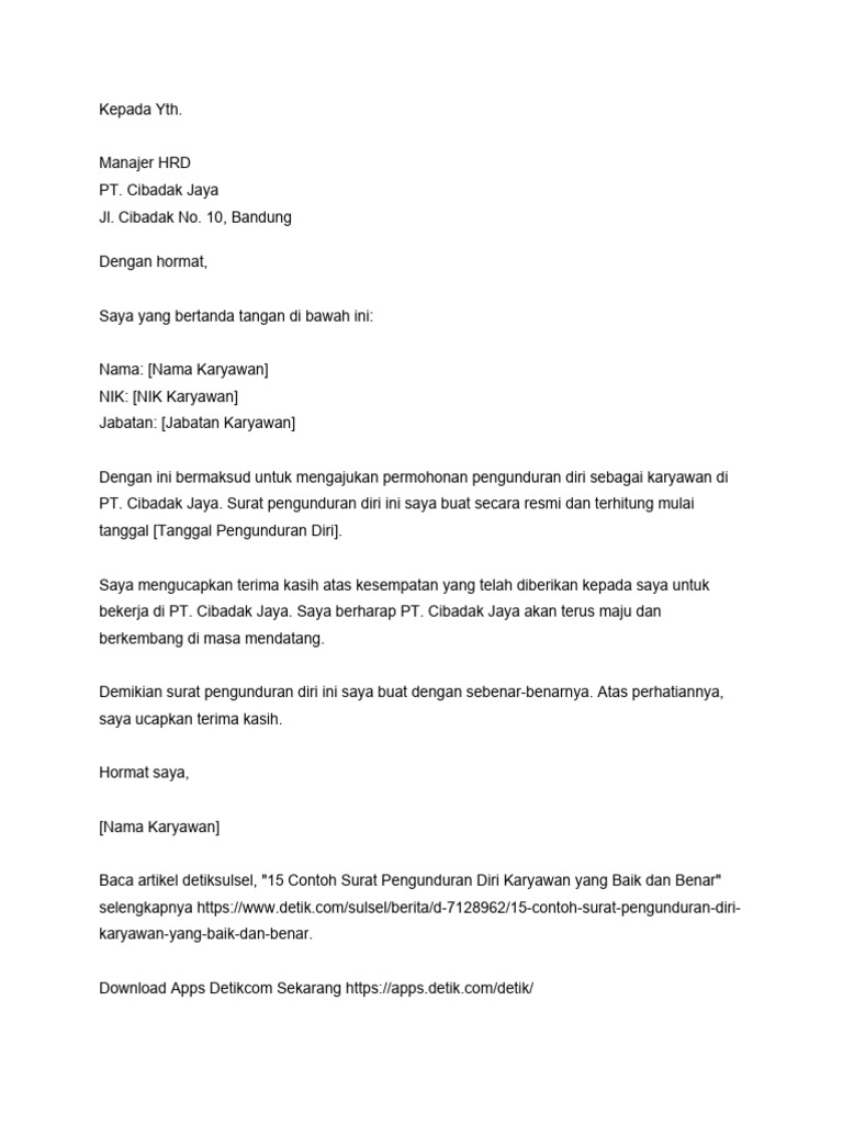 Contoh Surat Resign | PDF