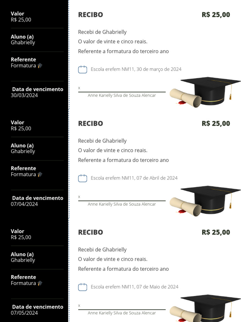 Bloco Talão de Recibo Da Formatura (13) | PDF