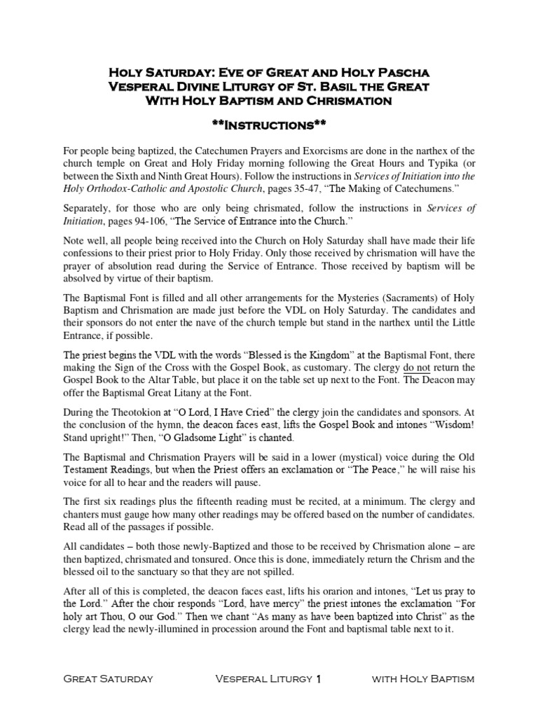 Holy Saturday Vesperal Liturgy Guide | PDF | Christian Worship And ...