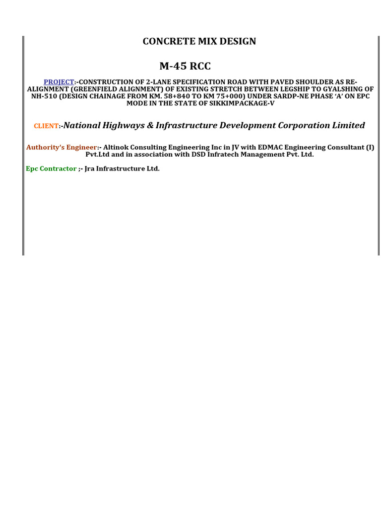 m-45 Mix Design | PDF | Concrete | Construction Aggregate