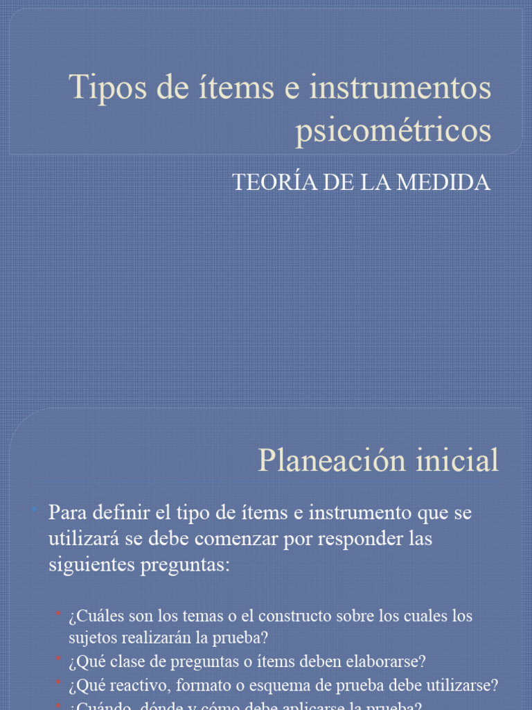 Tipos de Ítems e Instrumentos Psicométricos | Descargar gratis PDF ...