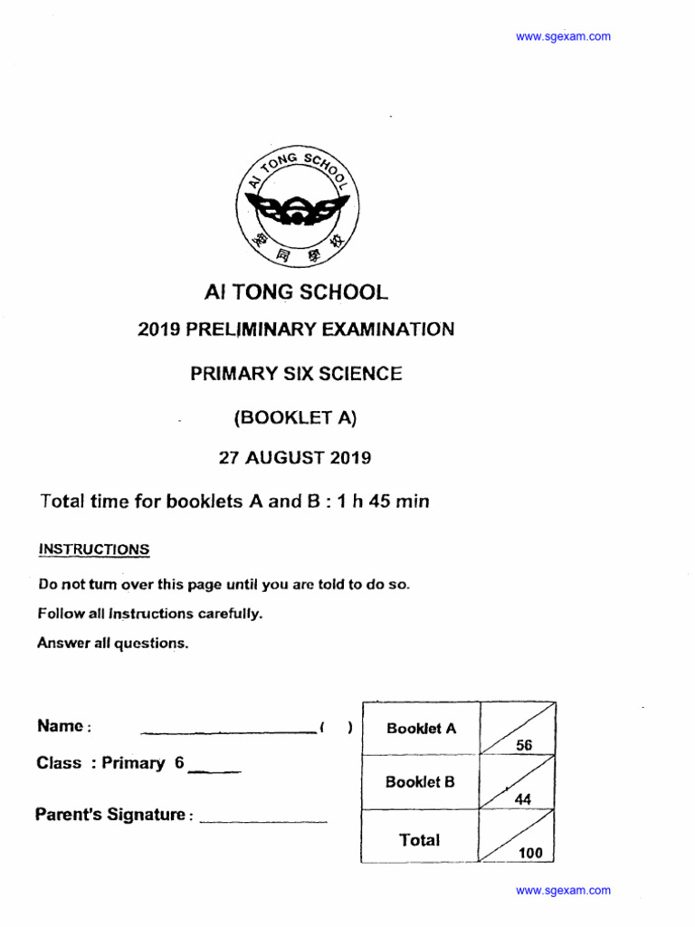 2019-P6-Science-SA2-Ai Tong | PDF