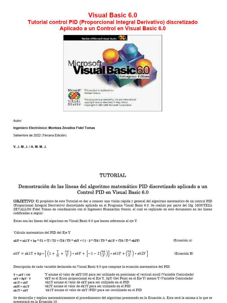 Algoritmo PID Discreto (Aplicación para Programación Visual Basic 6.0) Versión 3 | PDF ...