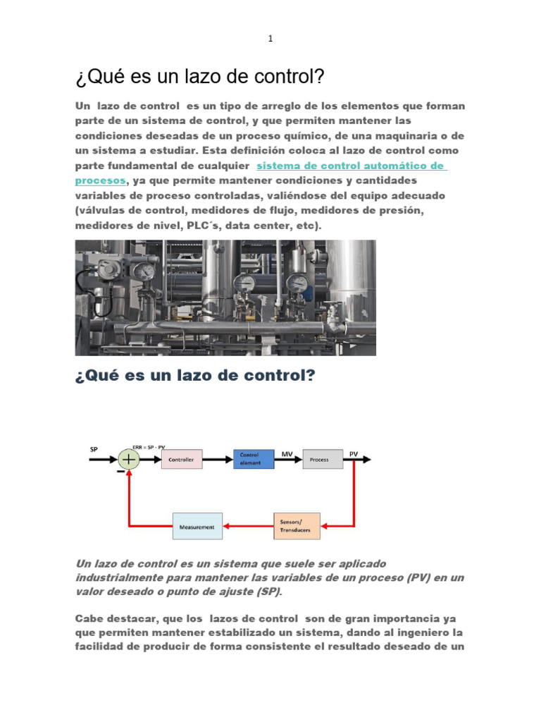 Introducción al Lazo de Control | PDF | Sensor | Ingenieria Eléctrica
