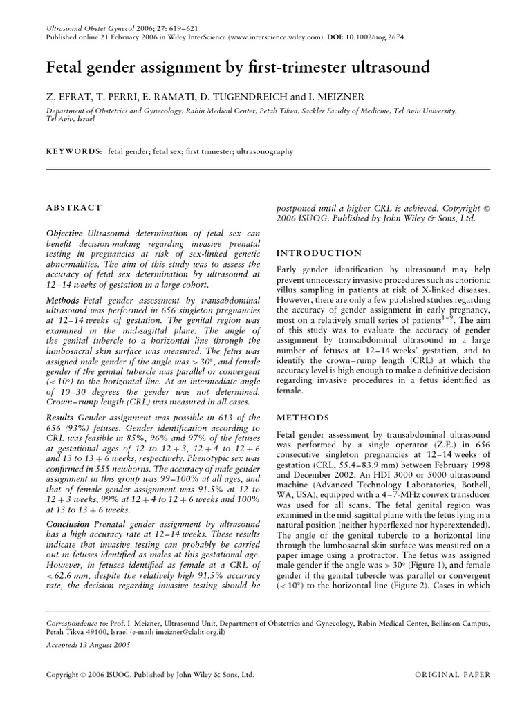 OBST Sexo Fetal Temprano Efrat Et Al-2006-Ultrasound in Obstetrics & Gynecology | PDF ...