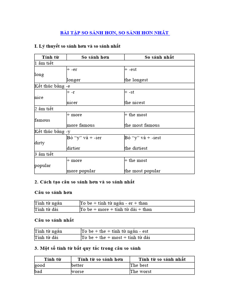 Bai Tap So Sanh Hon Va So Sanh Nhat | PDF