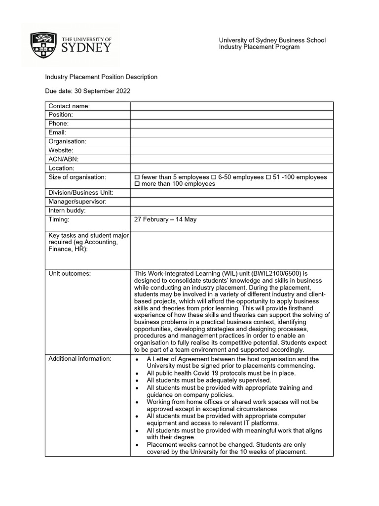 Industry Placement Program Form | PDF | Learning | Cognition