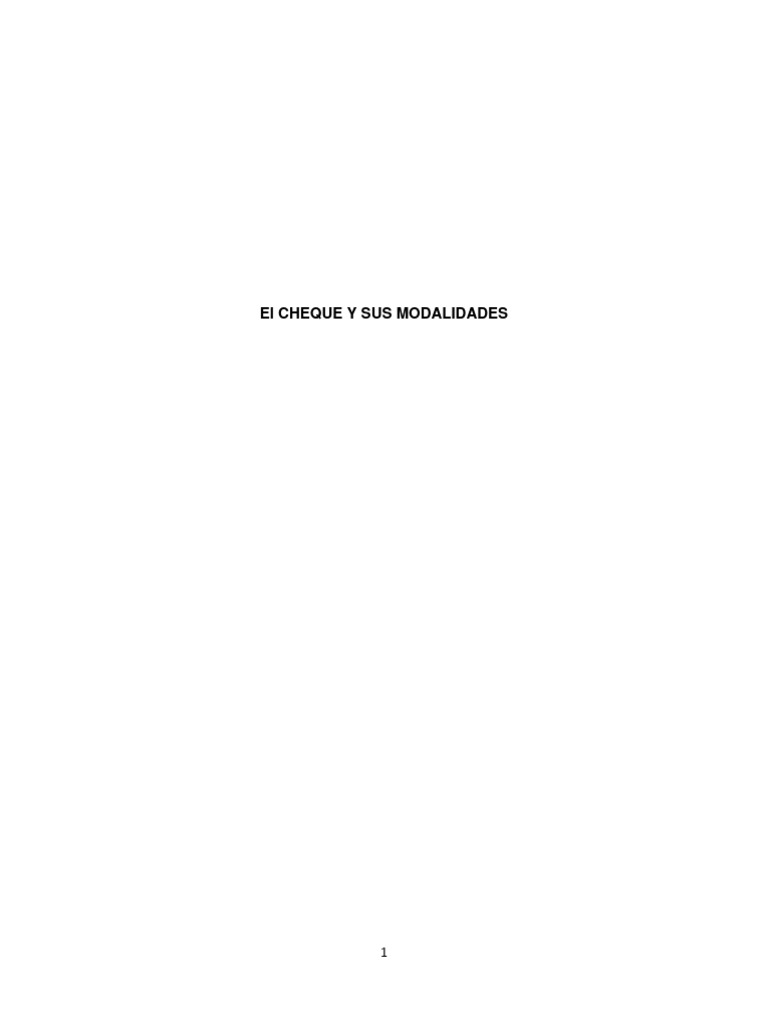 El Cheque y Sus Modalidades 2022 | Descargar gratis PDF | Cheque ...