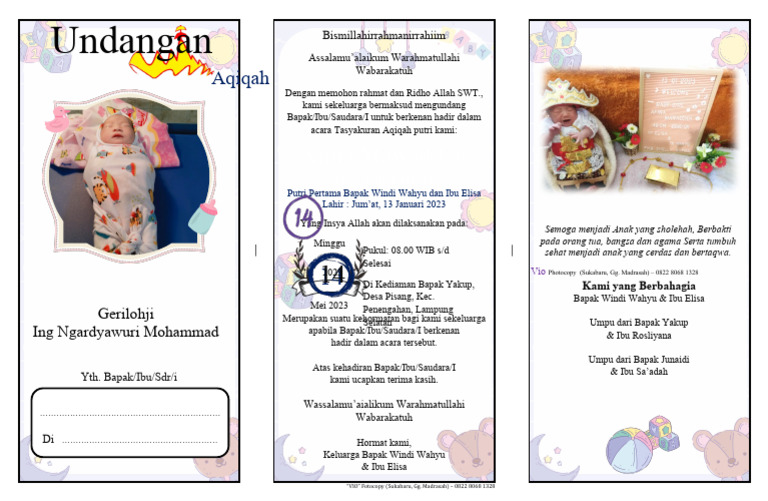 Undangan Aqiqah Putri Afina Mawaddah | PDF