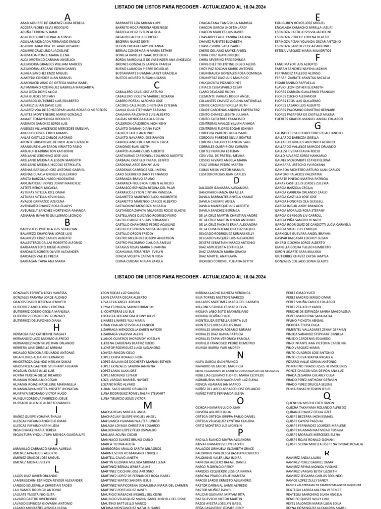 Listado de DNI para Recoger 2024 | PDF