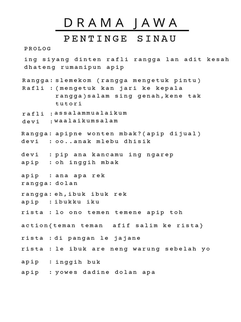 Naskah Drama Bahasa Jawa Singkat | PDF