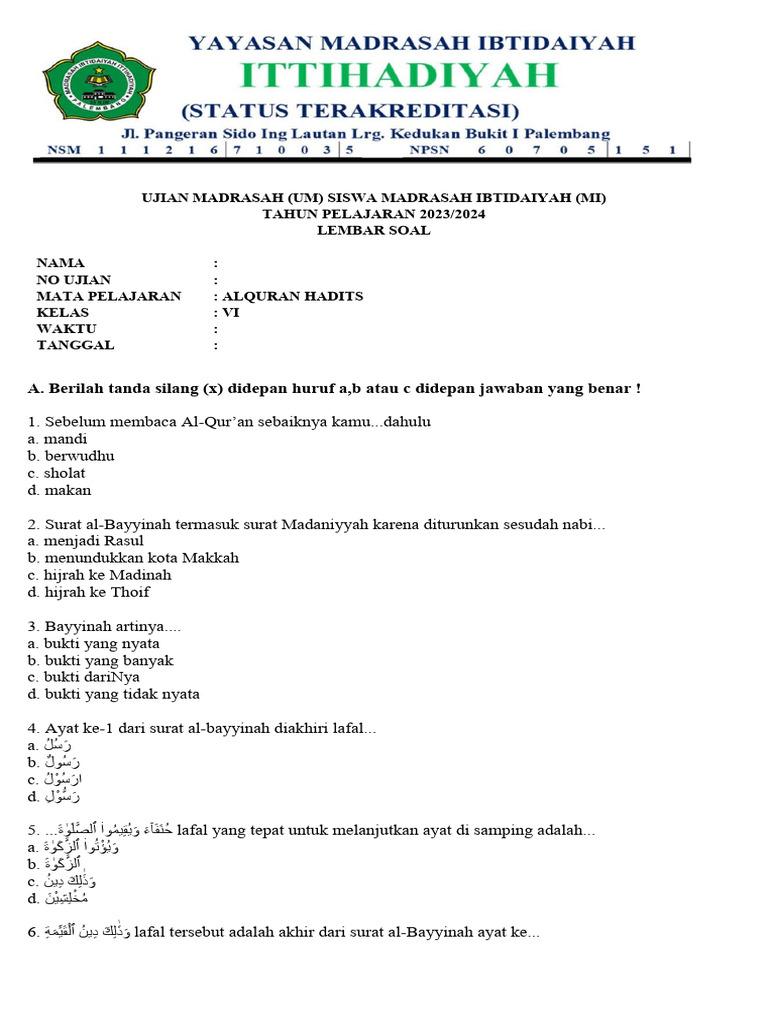 Al Quran Hadits 2024 | PDF