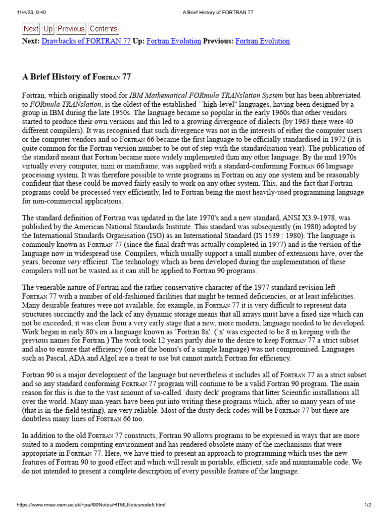 1058 A Brief History of Fortran 77 Marshall 1996 | PDF | Office ...