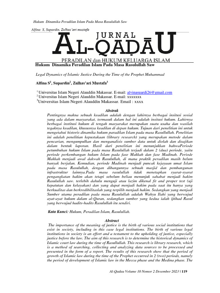 Dinamika Hukum Peradilan Islam Pada Masa Rasulullah Saw | PDF | Agama ...