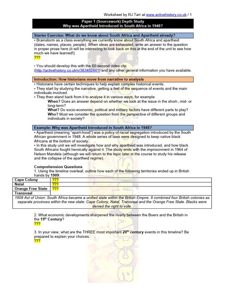 0a Timeline To 1948 | PDF | Second Boer War | British Empire
