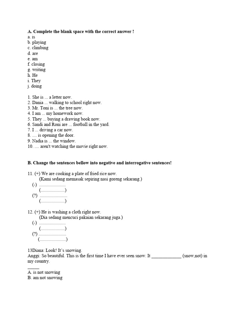 Soal Present Continuous | PDF