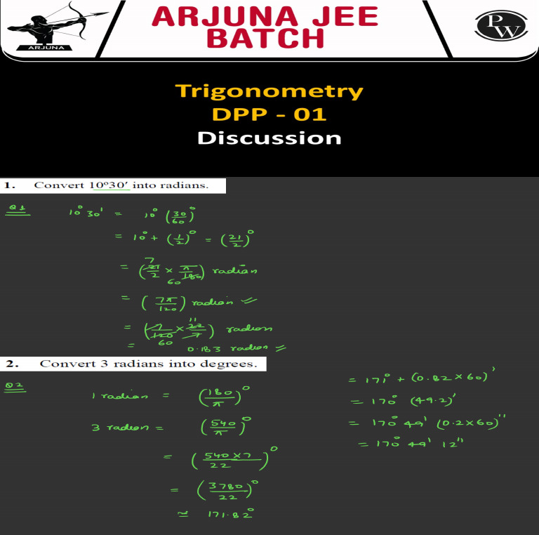 Trigonometry - DPP 01 Solution Noties | PDF