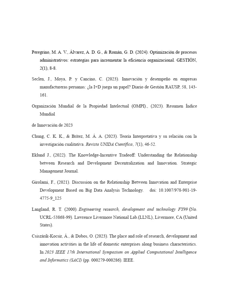 Referencias Bibliograficas | Descargar gratis PDF | Innovación | Science
