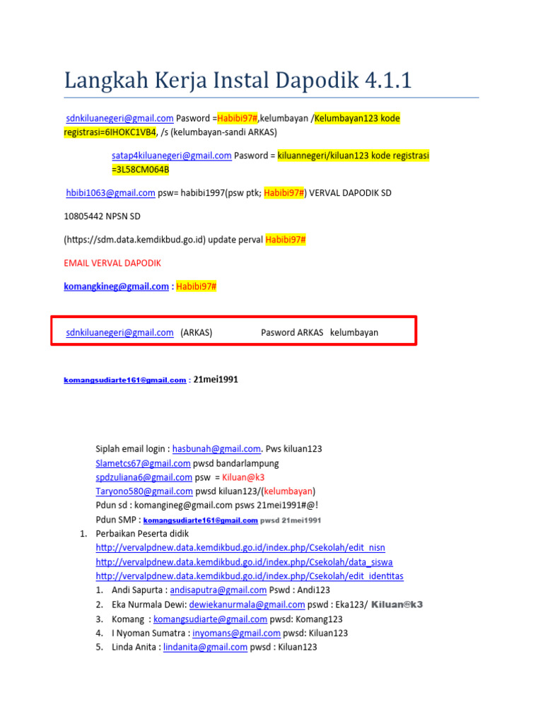 Panduan Instalasi Dapodik 4.1.1 | PDF | Computer Access Control | Computer Security